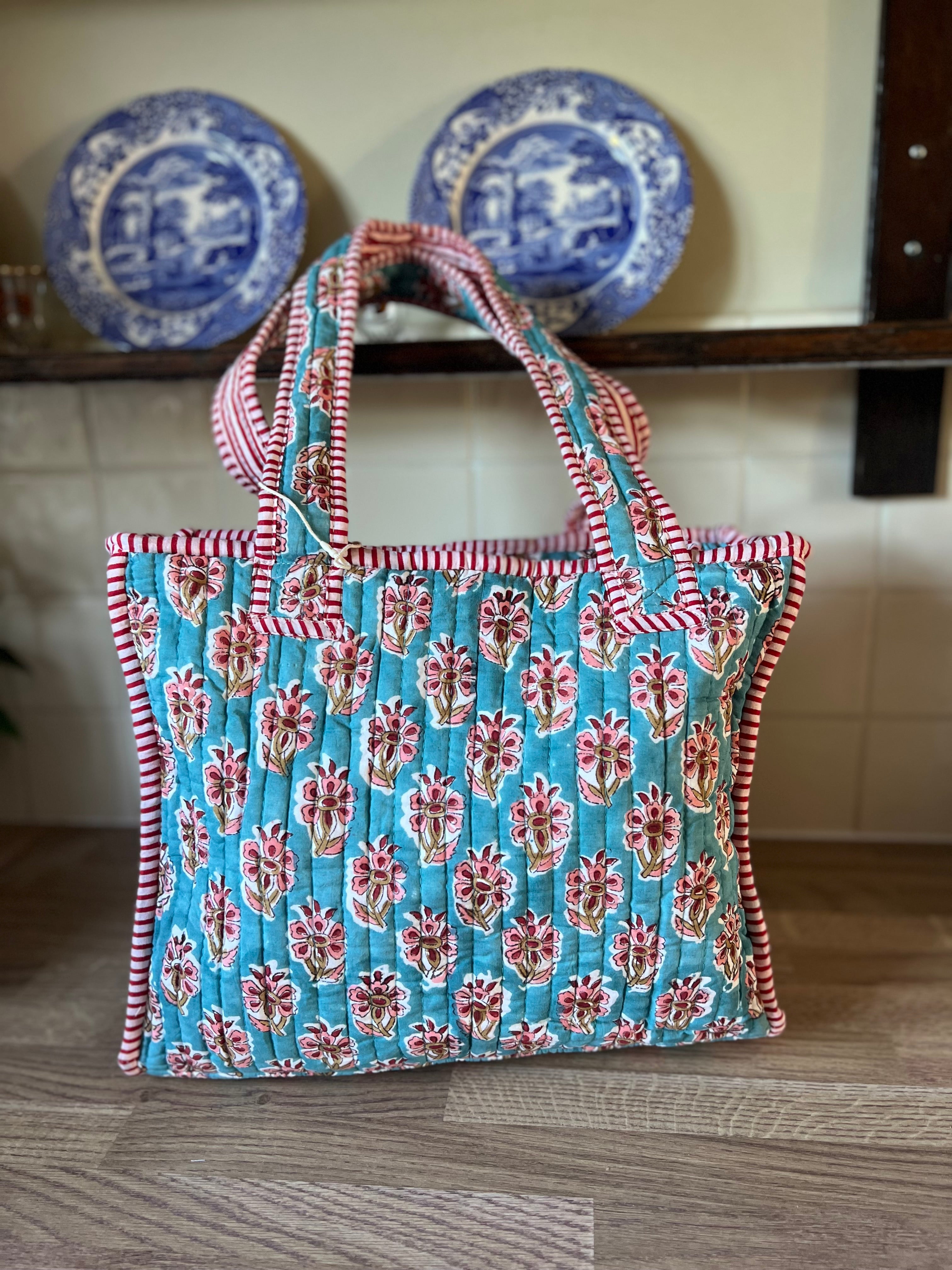 French Blue & Pink Mini Tote Bag | Colours of Clementine – Colours of ...